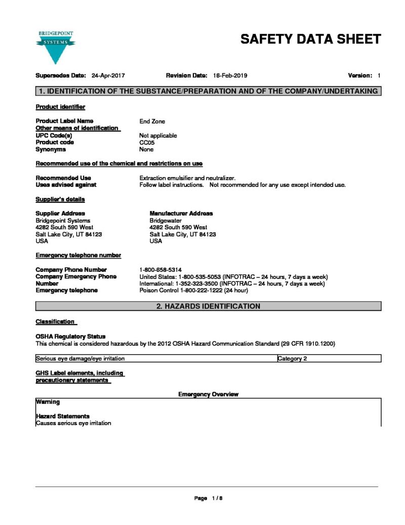 End Zone | BridgePoint Systems – Chemicals